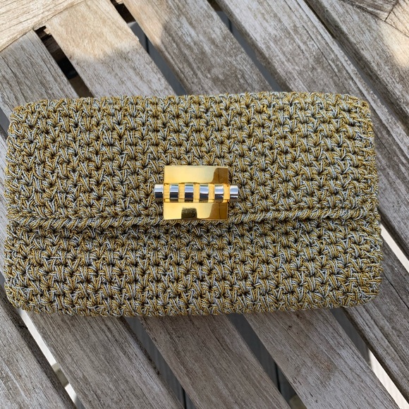 Rodo | Bags | Vintage 98s Rodo Silver Gold Crochet Clutch | Poshmark
